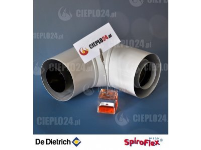 Spiroflex Adapter kolanowy 90° fi 80/125, dwuścienny biały, kolano kominowe SX-TD80/125K90B-de ...
