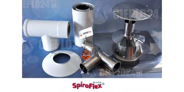 Spiroflex zestaw kominowy biały Termet 60/100 w szacht kominowy do kotłów kondensacyjnych SX ...